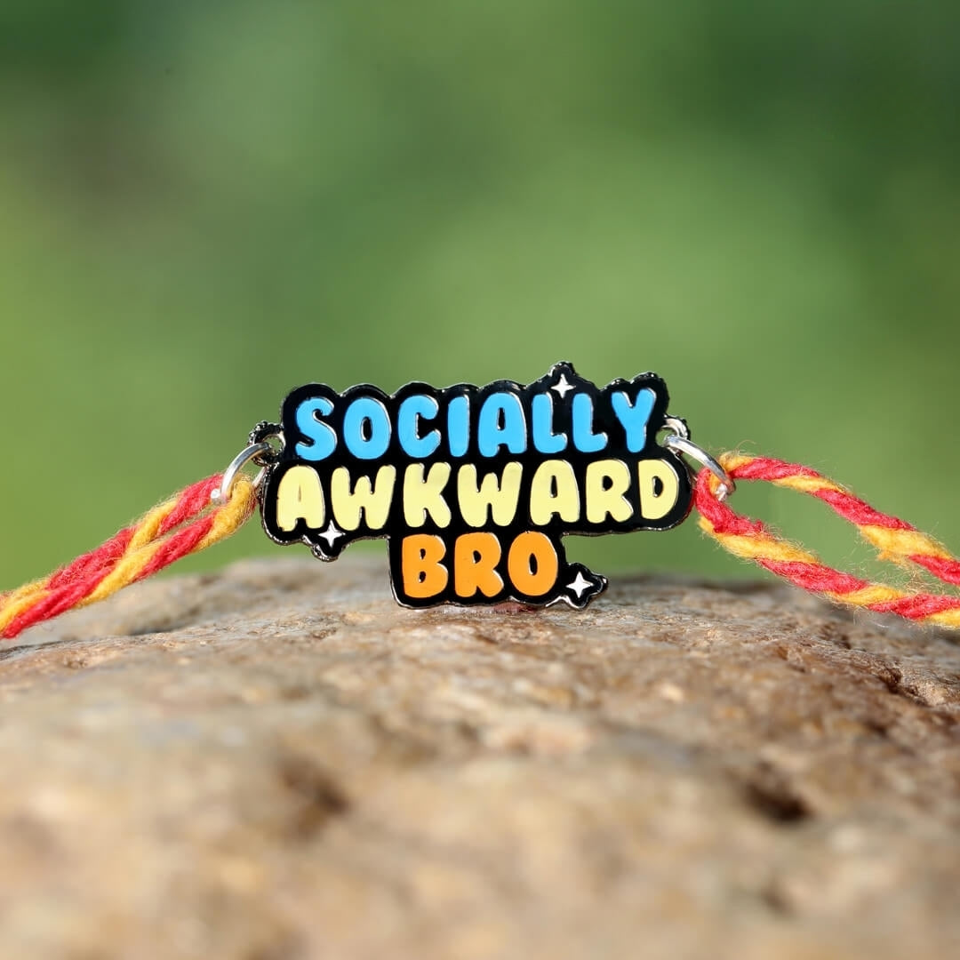 Buy Socially Awkward Bro Metal Rakhi Online from Tinyminymo