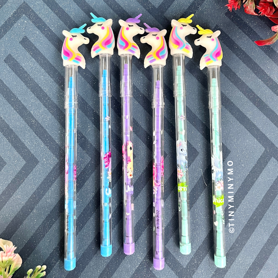 Unicorn Stackable Pencil | Adorable Stationery Gift for Kids & School ...