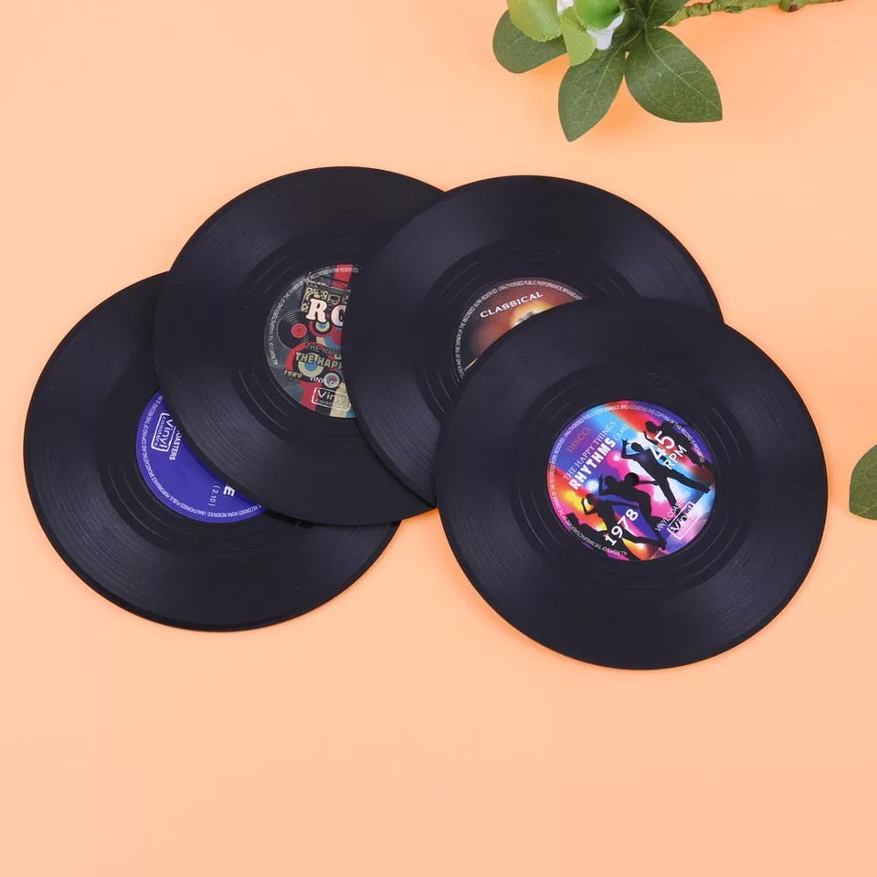 Retro Vinyl Coasters - Set of 4 | TinyMinyMo