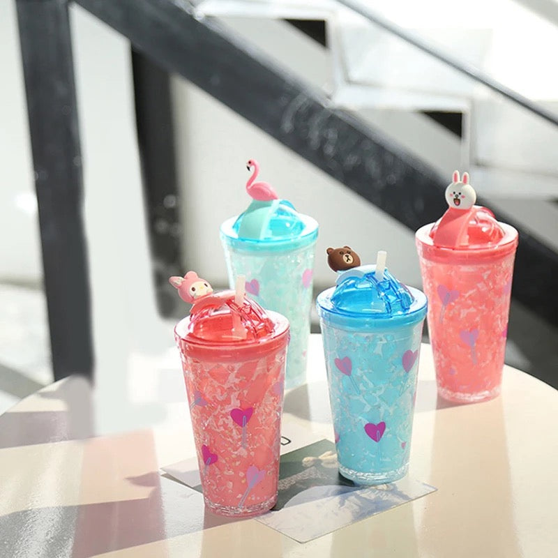 Cute Character Frosted Double-Walled Sipper