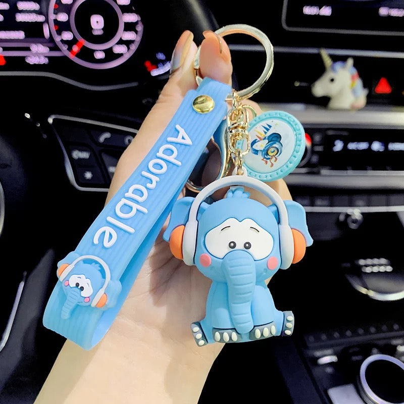 Cute Elephant with Headphones 3D Keychain Online