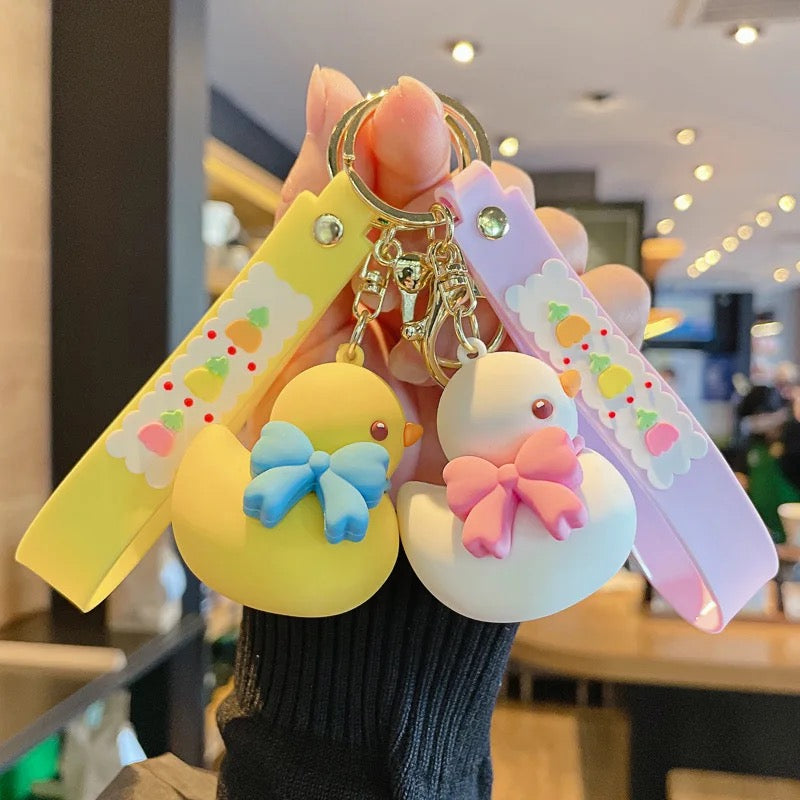 Cute Duck with Bow 3D Keychain Online