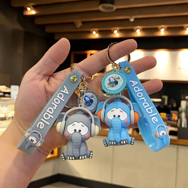 Cute Elephant with Headphones 3D Keychain Online