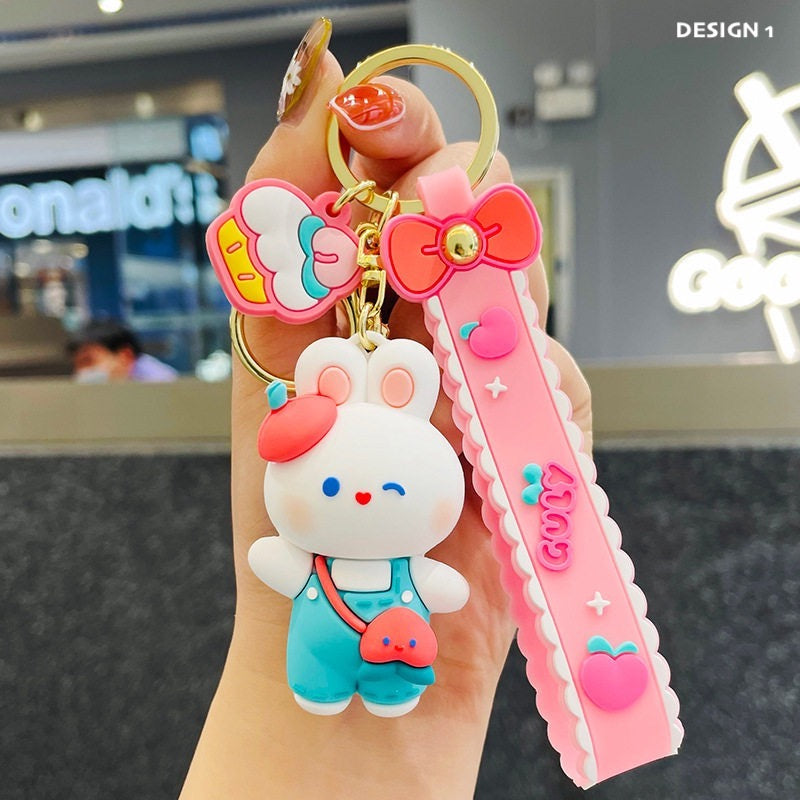 Cute Peach Bunny 3D Keychain Online